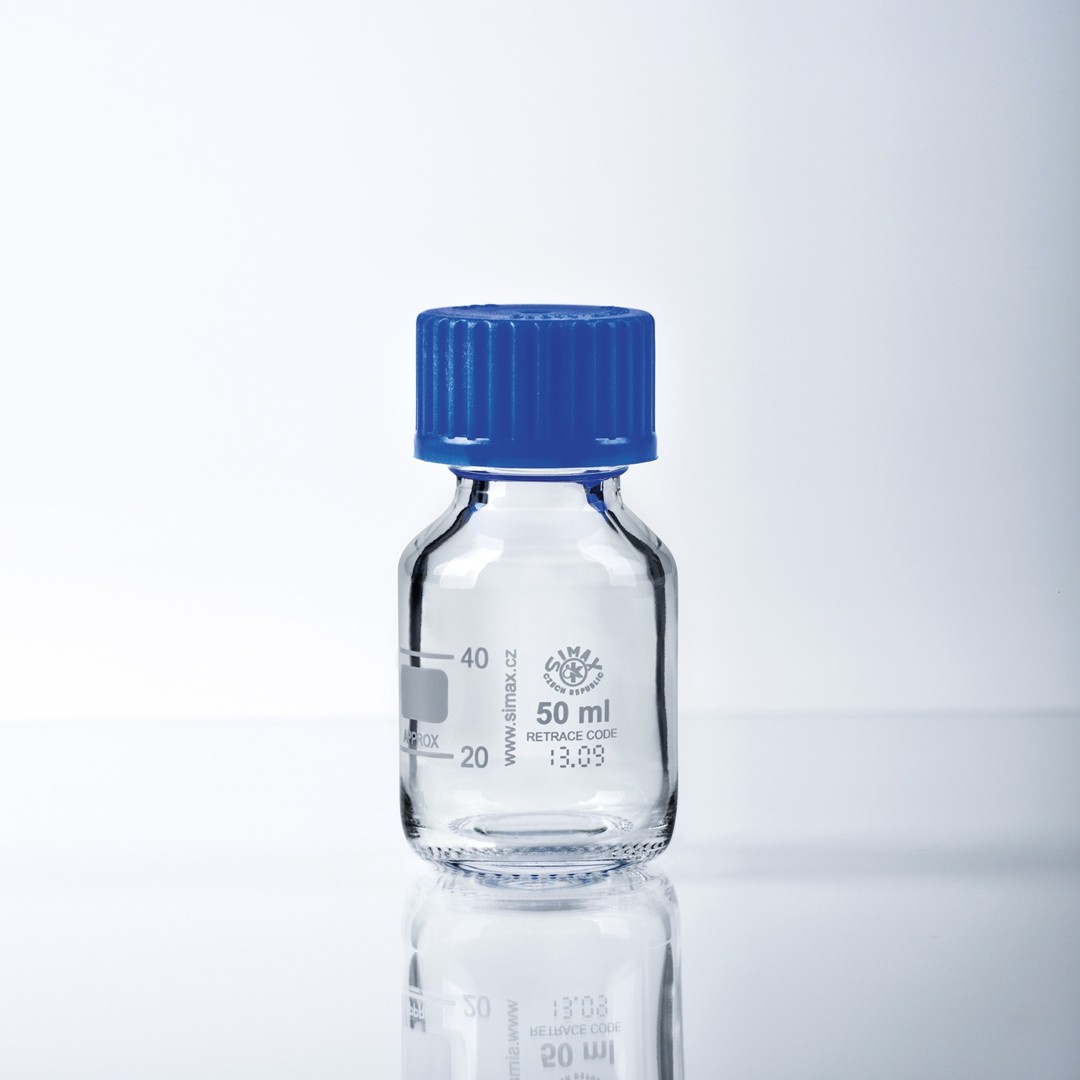 Reagent Bottle, Blue Screw Cap, Capacity 50ml, Thread Size 32, Outer ...